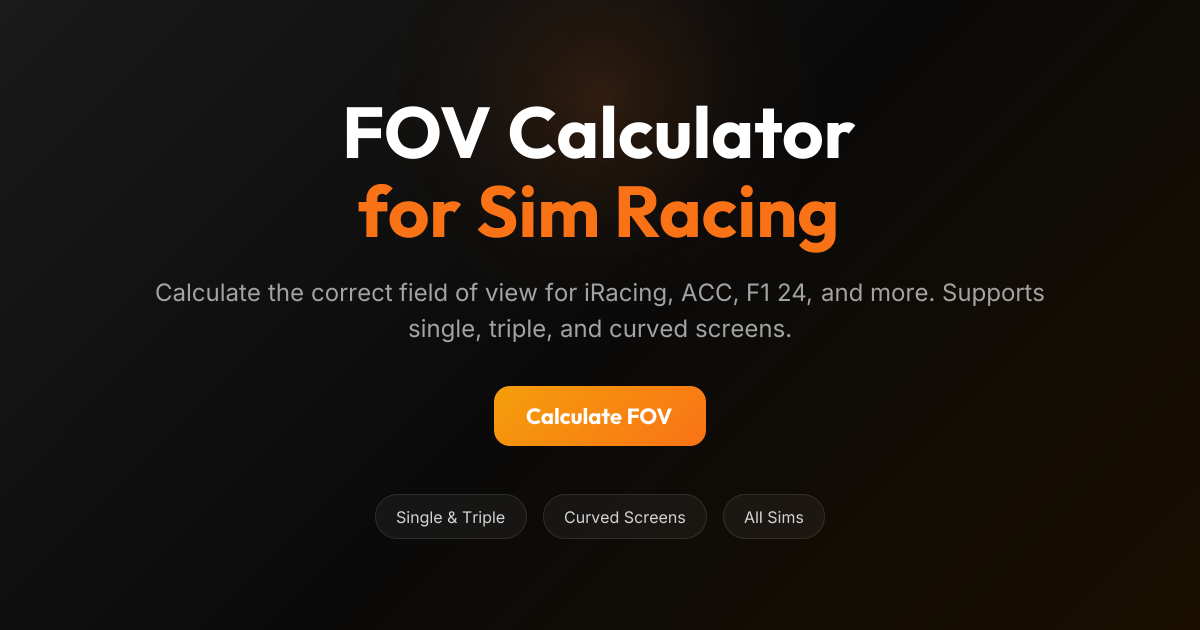 FOV Calculator for Sim Racing | iRacing, ACC, F1 25 | Braking Lab
